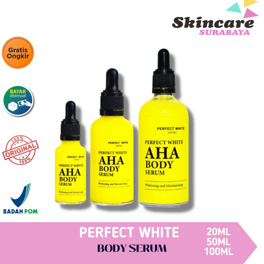 Jual PERFECT WHITE AHA BODY SERUM 20ML 50ML 100ML BIG SIZE WHITENING AND MOISTURIZING AHA Body ...
