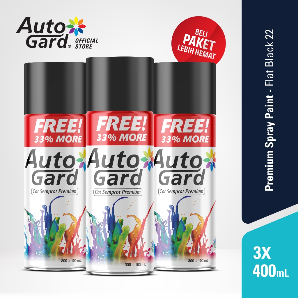 Jual AutoGard - [Bundle] Flat Black AG-22 (isi 3pc) Cat Semprot Premium ...