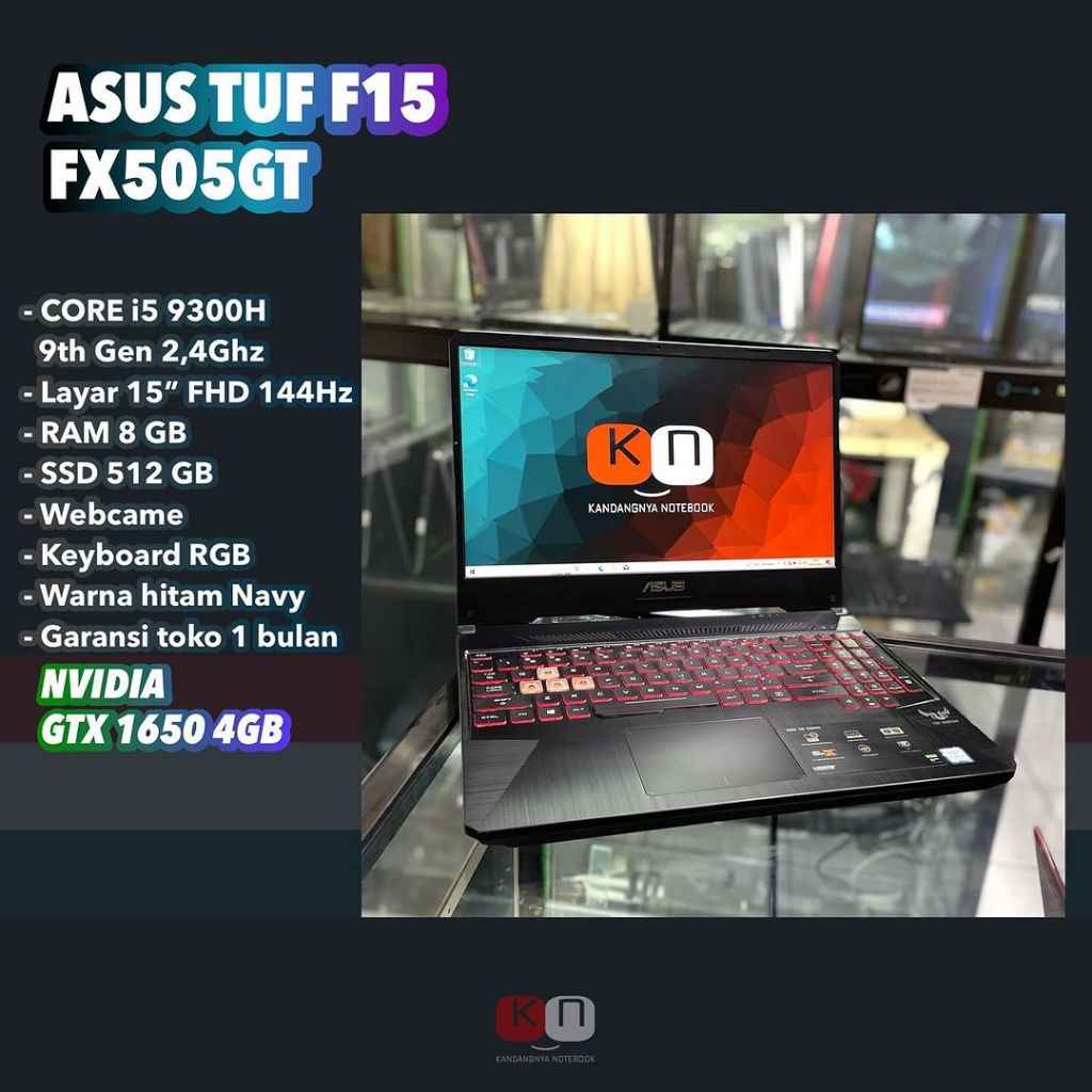 Jual Asus Tuf FX505GT Nvidia GTX1650 4GB Core i5 9300H Ram 8GB Ssd 512GB Layar 15inch Fhd 144Hz ...