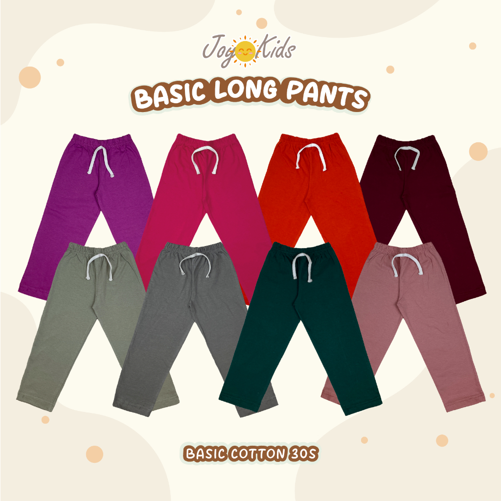 Jual Celana panjang anak laki-laki perempuan polos harian tali katun 1-12 tahun Joy kidss ...