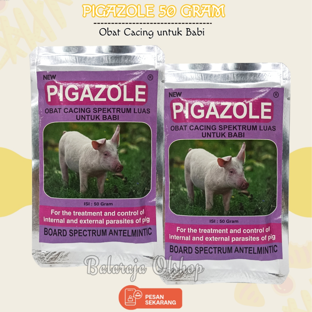 Jual Obat Cacing Babi - Pigazole Serbuk 50 Gram Original - Bubuk Anti ...