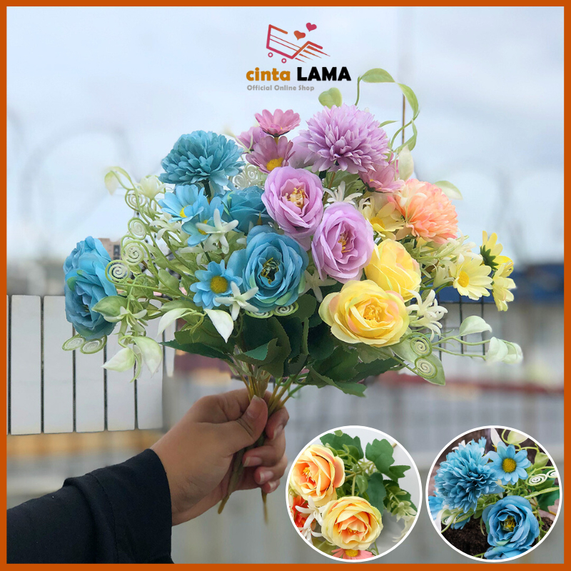 Jual Bunga Hias Plastik Tangkai Buket Kembang Hydrangea Tanaman ...