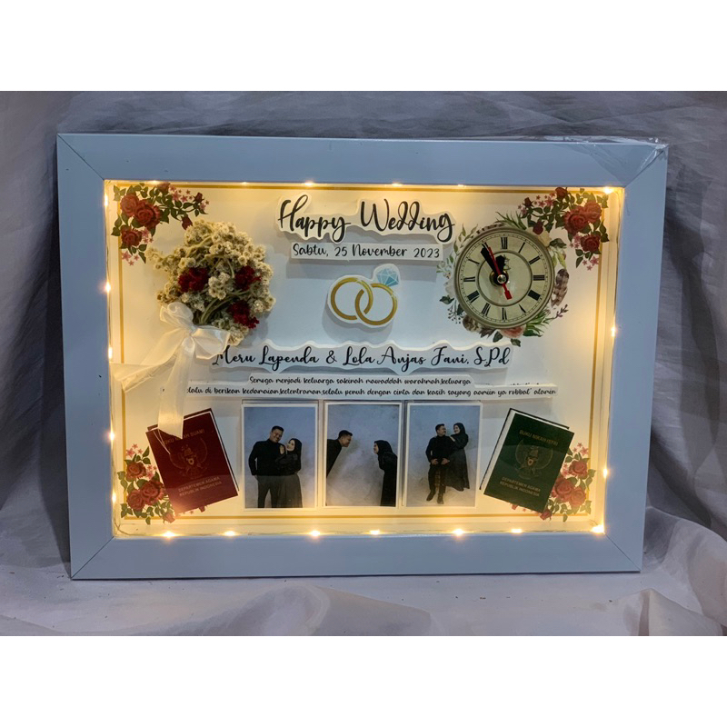 Jual pop up frame flower in frame kado hadiah pernikahan wedding nikah ...