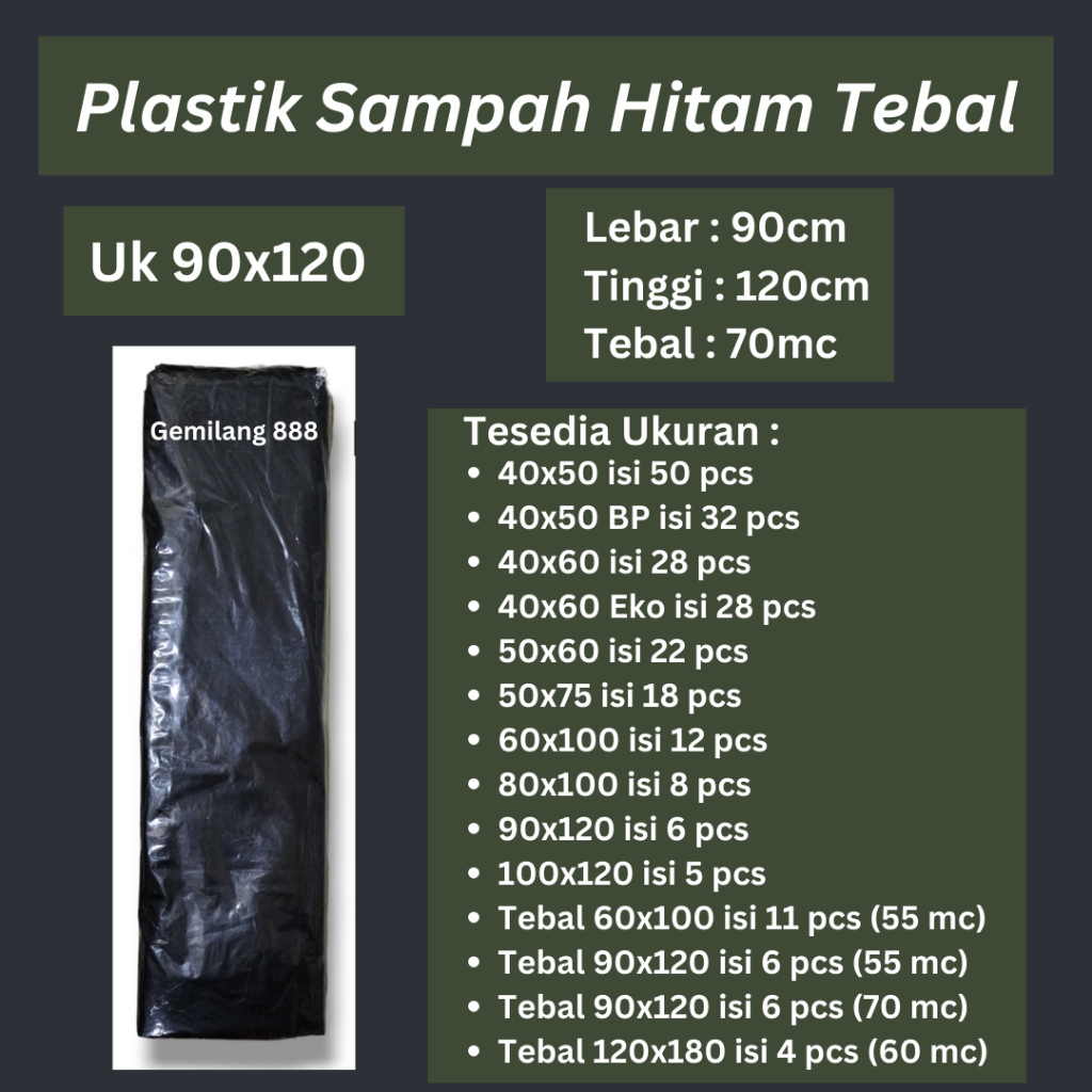 Jual HD sampah | Kantong Plastik Sampah Hitam - Trash Bag/Trashbag - Tempat Sampah Plastik ...