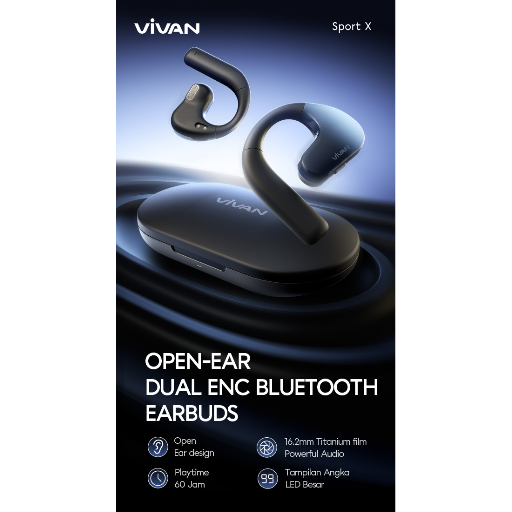 Jual Vivan Sport X Open Ear Air OWS Bluetooth Earbuds 5.3 IPX65 ...