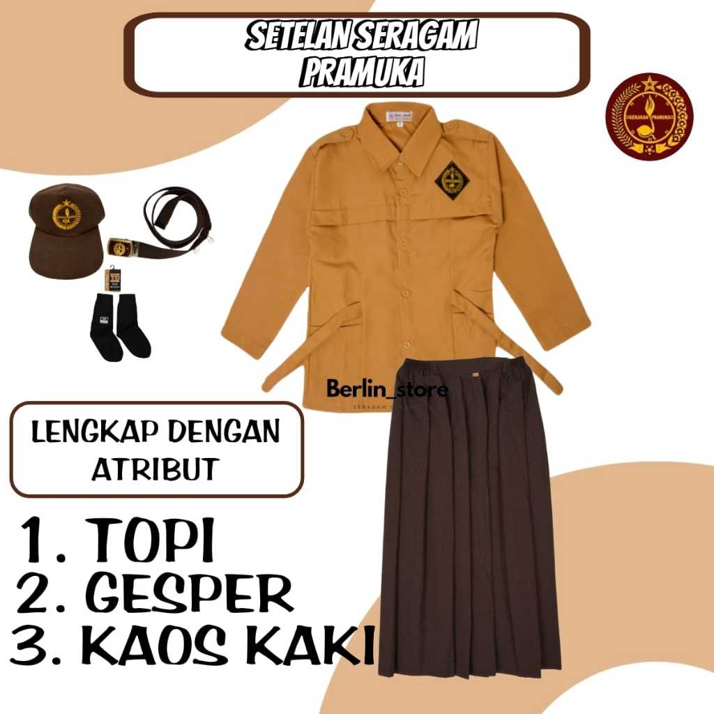Jual Seragam Sekolah SD Setelan Super Lengkap Pramuka Lengan Panjang Perempuan Kelas 1-6 SD ...
