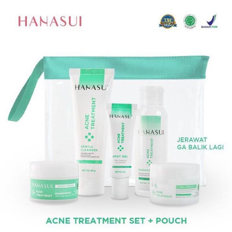 Jual Hanasui - Paket Acne Treatment Series set + Pouch | Shopee Indonesia