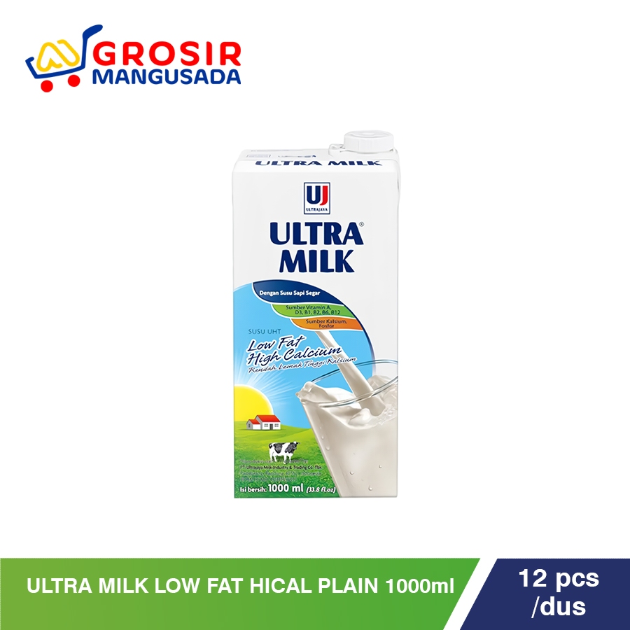 Jual Ultra Milk Low Fat Hi Cal Plain 1000 ml Grosir 6 pcs | Shopee ...