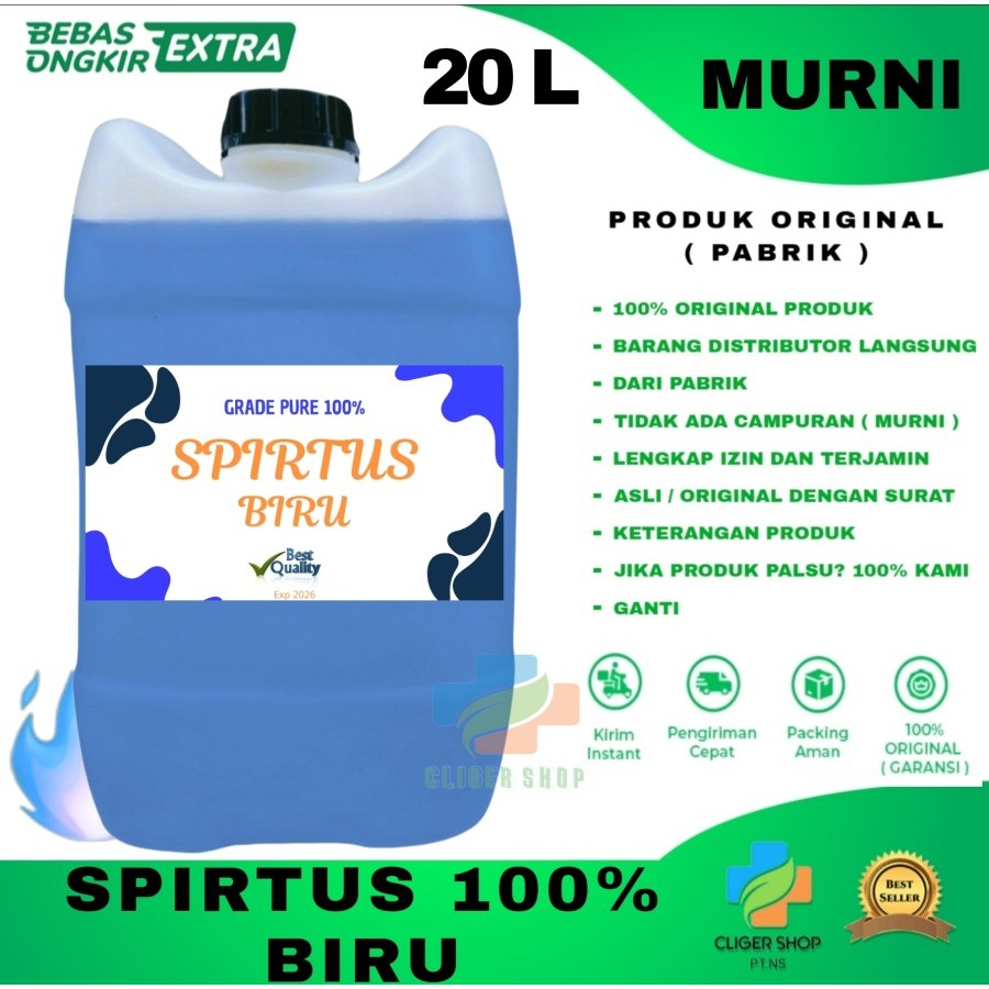 Jual SPIRTUS MURNI 100% 20 LITER / SPIRITUS 2O LITER | Shopee Indonesia