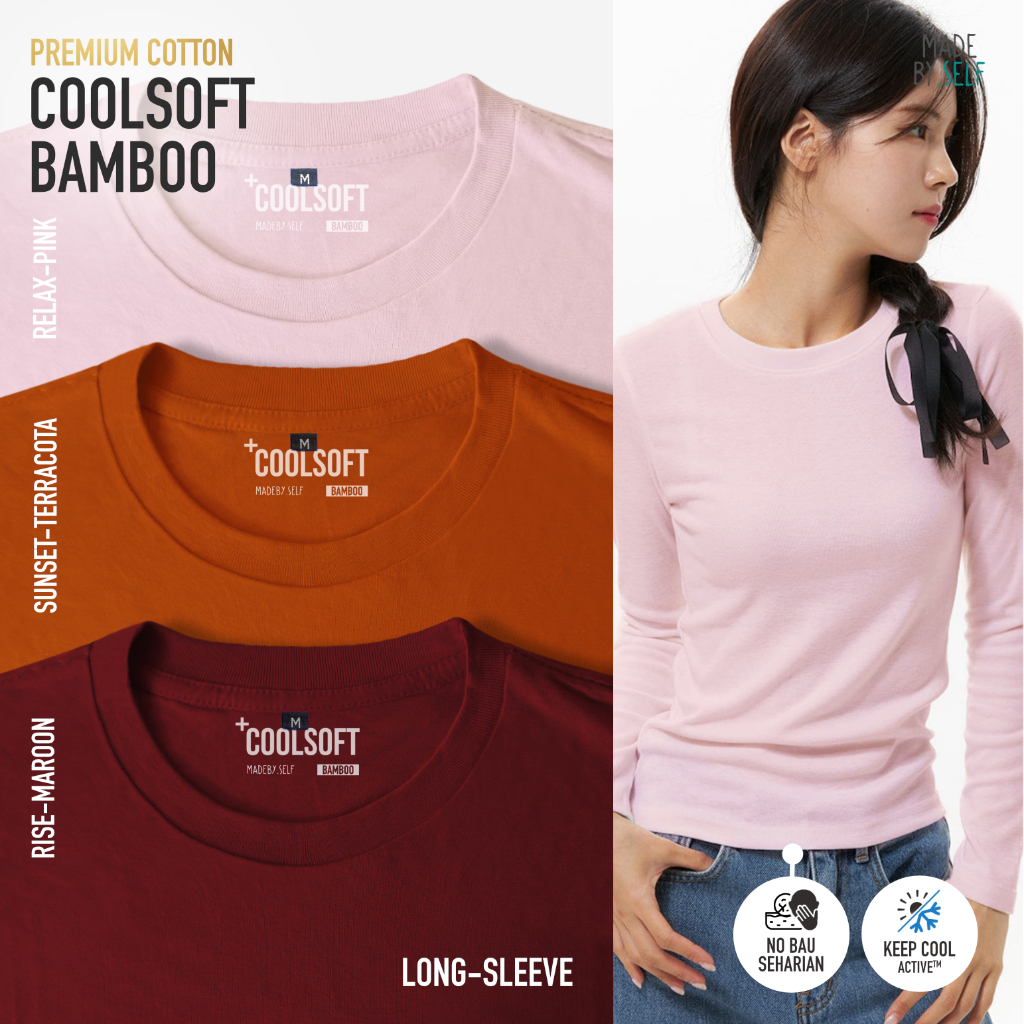 Jual Kaos Polos Panjang BAMBOO COTTON COOLSOFT Ringspun Katun Bambu ...