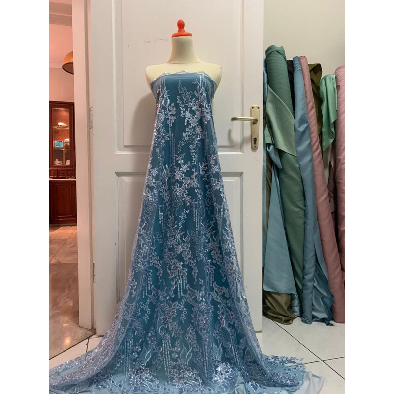 Jual Bahan Kain Kebaya Brukat Brokat Tile Tulle Bordir Payet Mewah ...