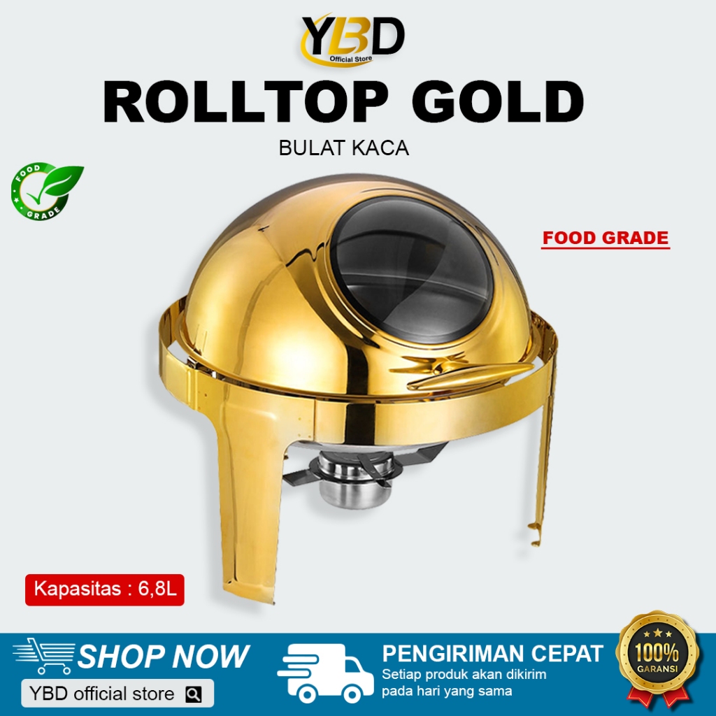 Jual Roll Top Gold Prasmanan Stainless Steel 6.8 Liter Tutup kaca ...