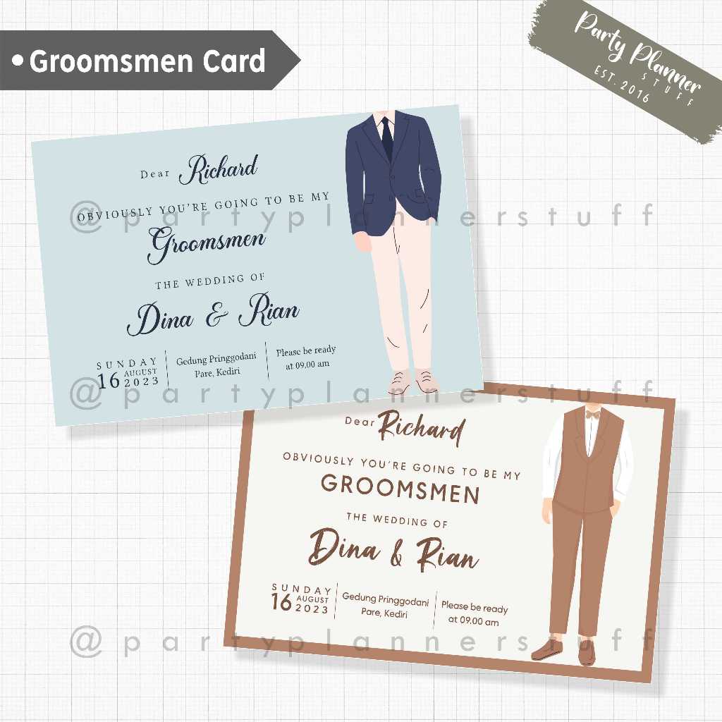 Jual Groomsmen card / groomsman card / kartu groomsmen / bridesmaid ...