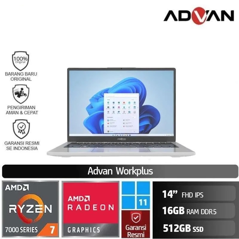 Jual Laptop ADVAN Workplus Ryzen 7 7735HS 16GB SSD 512GB Win11 FHD IPS ...