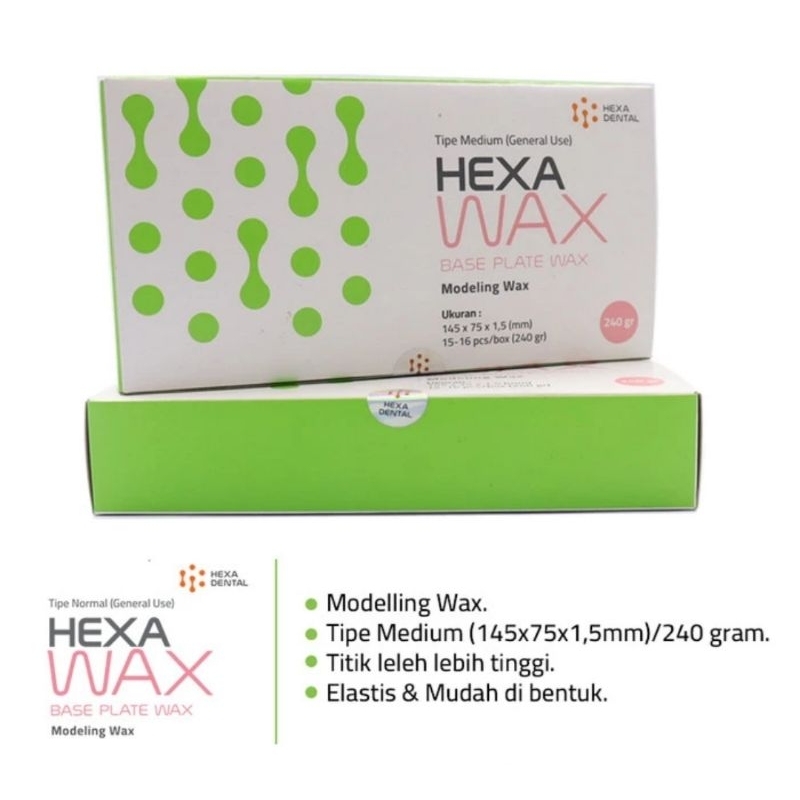 Jual dental base plate wax malam merah hexawax tipe medium 1,5mm ...