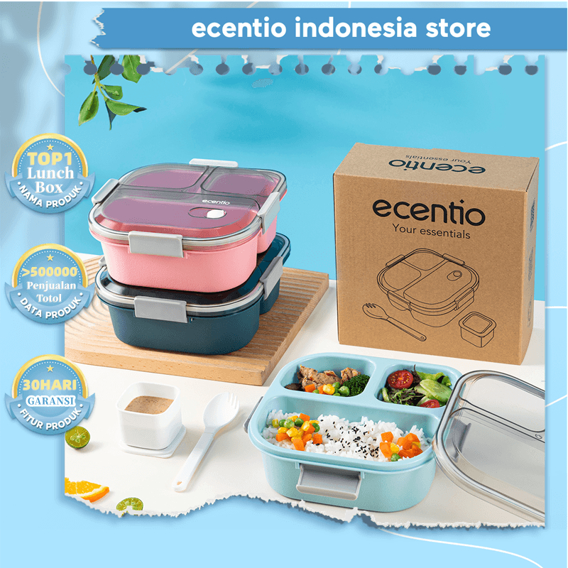 Jual ecentio Tempat Makan Lunch Box 3 Grid disegel Kotak Makan Anak ...