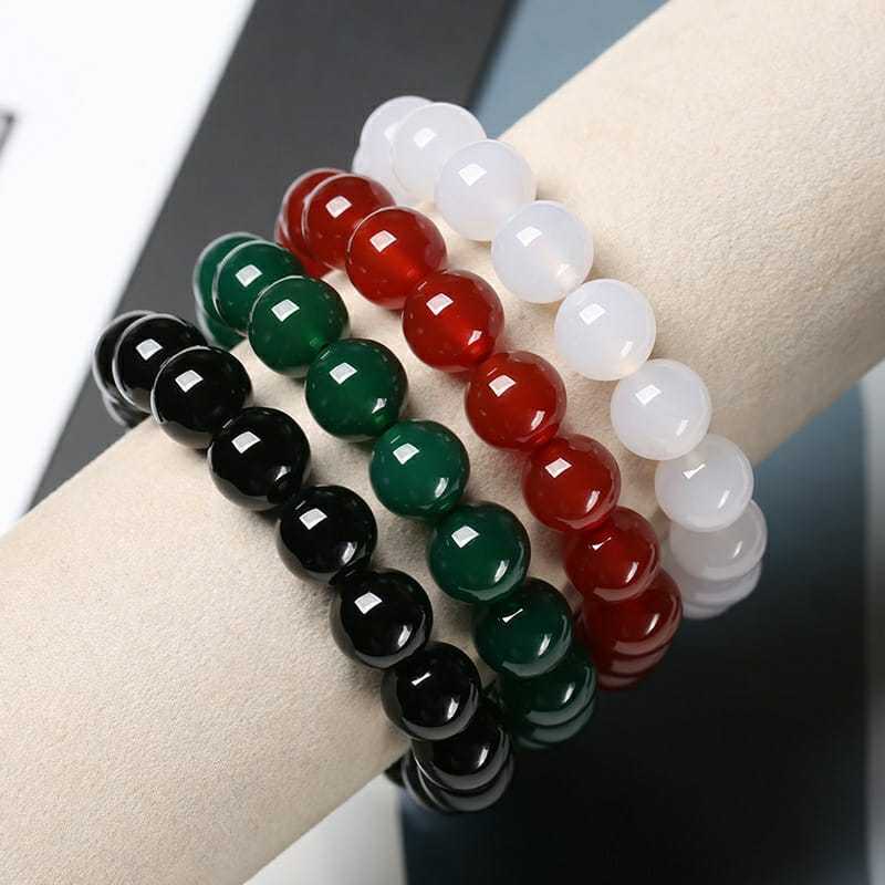 Jual gelang batu alam gemstone giok hijau tiger eye murah elastis bead ...