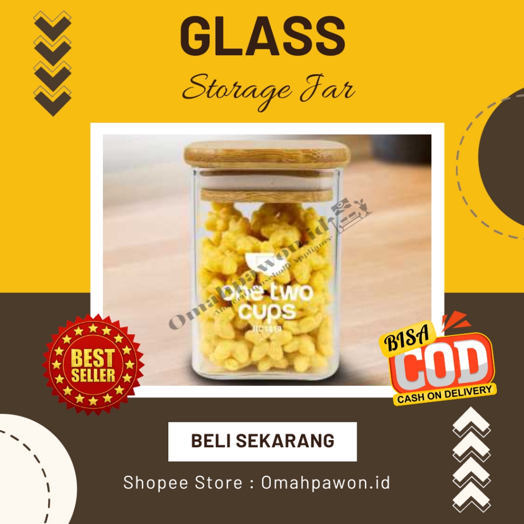 Jual Toples Kaca Kotak Kedap Udara Penyimpanan Makanan Kopi | Toples ...