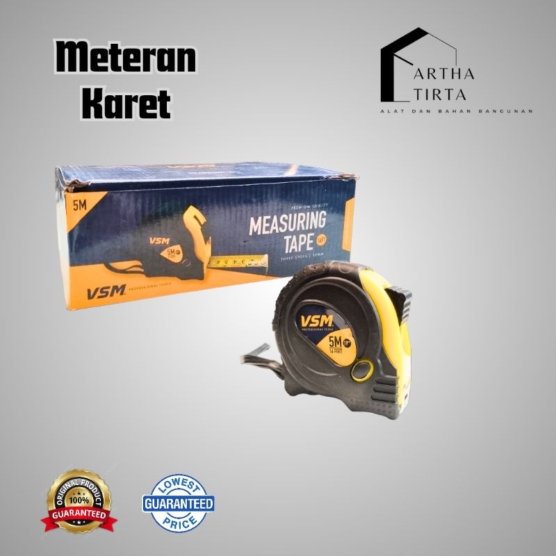 Jual Meteran Karet 5 Meter dan 7,5 meter / Meteran Bangunan / Measuring Tape Lapis Karet 5M ...