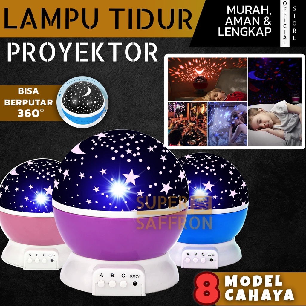 Jual Lampu Tidur Aesthetic Star Proyektor Karakter LED Rotating Bintang ...