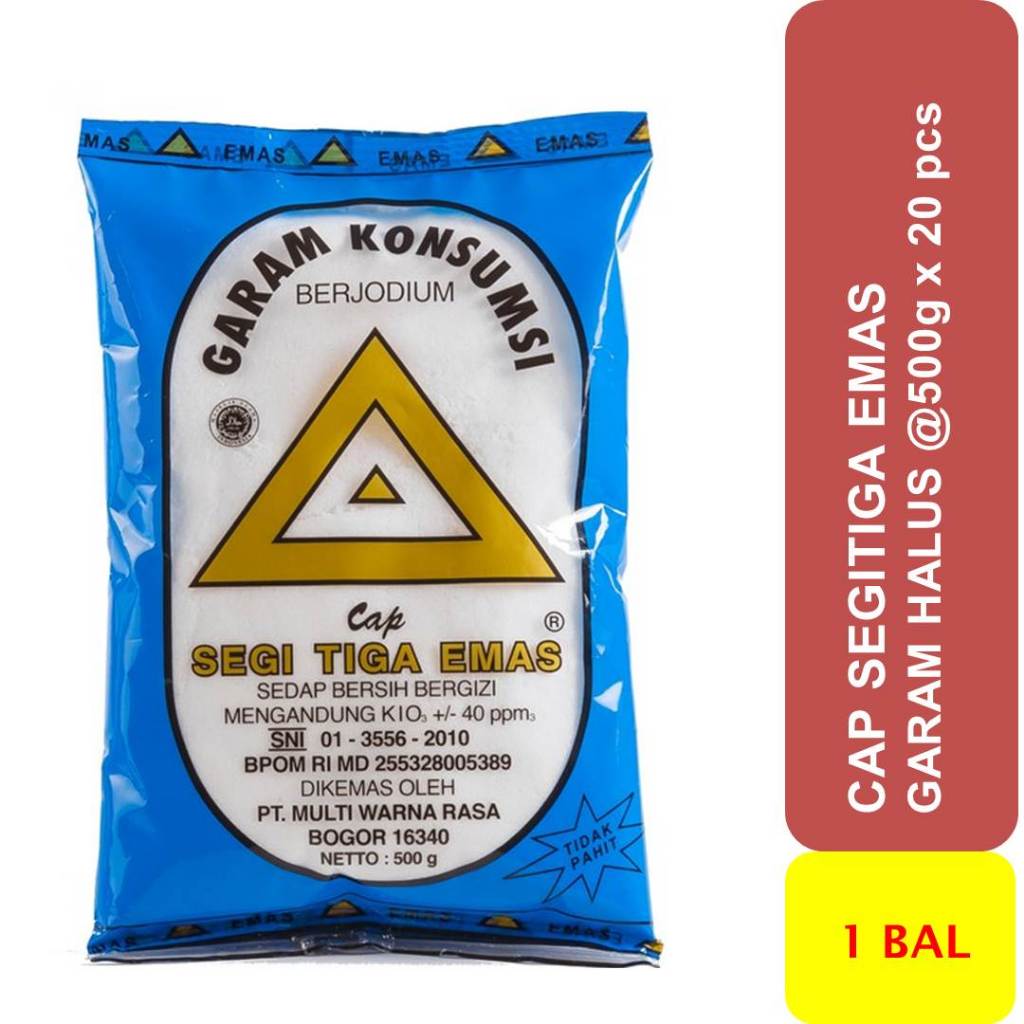 Jual GARAM HALUS SEGITIGA EMAS kemasan bal isi 20 pcs @500 gram ...