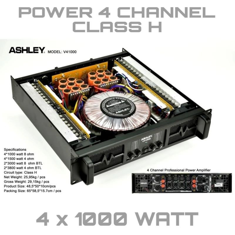 Jual POWER AMPLI ASHLEY V41000 POWER 4 CHANNEL ORIGINAL V 41000 ...
