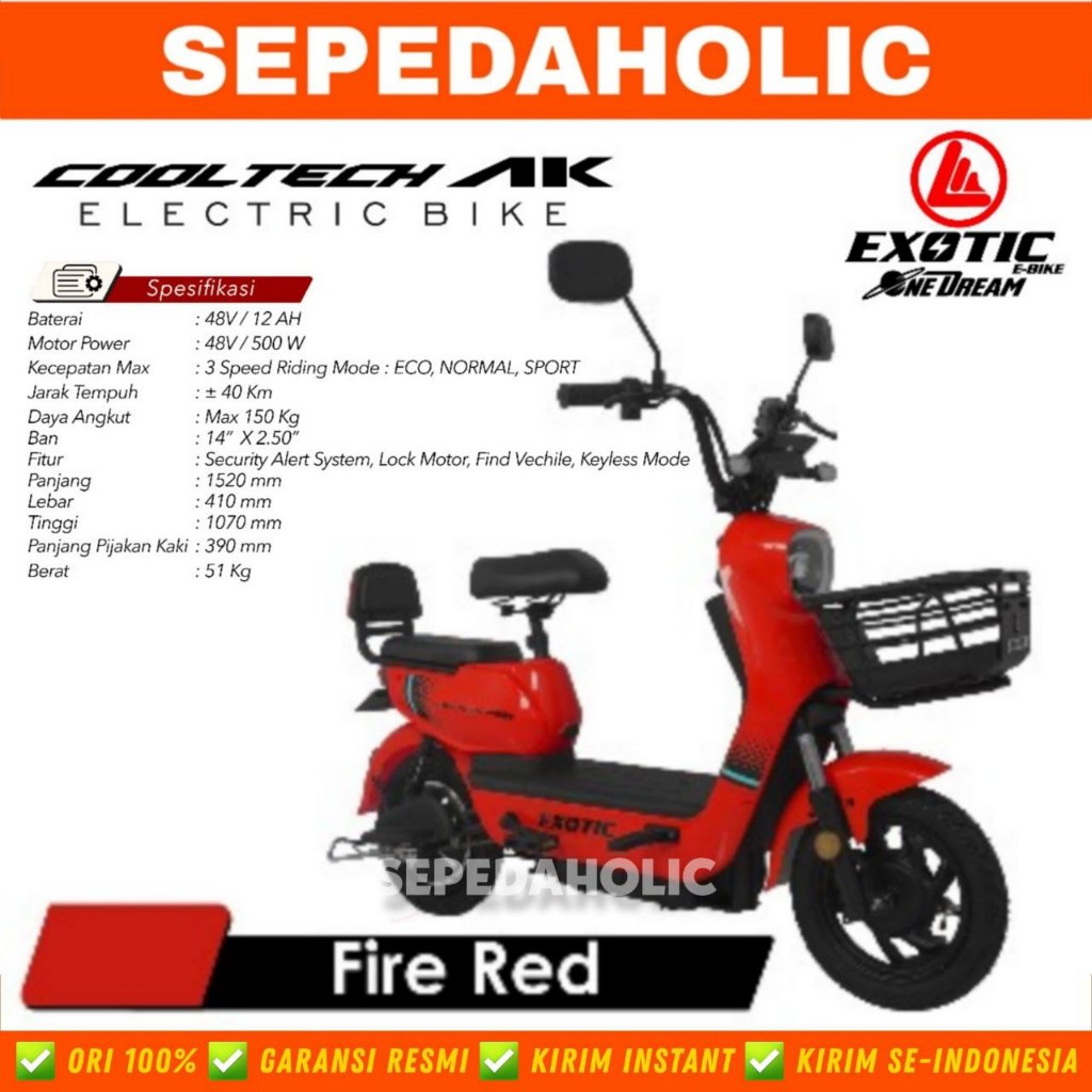 Jual Sepeda Listrik EXOTIC COOLTECH AK BY PACIFIC 500 Watt Electric E ...