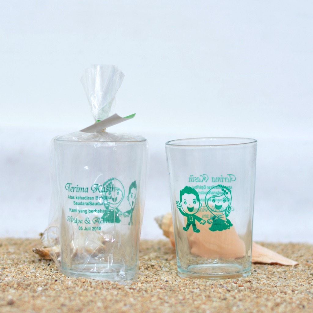 Jual GELAS KACA MINI CUSTOM SABLON NAMA KEMAS PLASTIK | SOUVENIR NIKAH ...