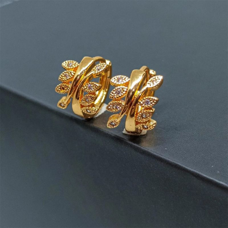 Jual anting korean style gold model terbaru full permata zikron model ...
