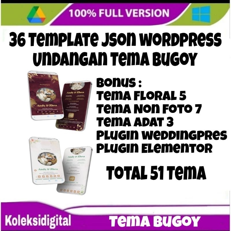 Jual Template Undangan Pernikahan Digital Website (JSON) Tema Bunga ...