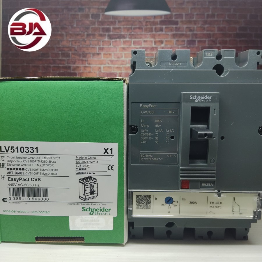 Jual MCCB Breaker Schneider CVS100F 3P 25A LV510331 TM25D 3Pole CVS ...