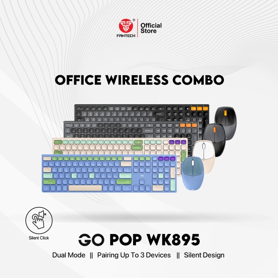 Jual Fantech Go Pop WK895 Keyboard dan Mouse Wireless Silent | Shopee Indonesia