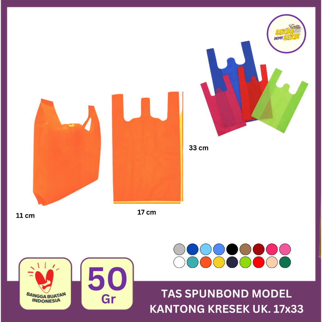 Jual Tas Kain Spunbond Model Kantong Kresek Ukuran 17x33 Goodie Bag DSS ...