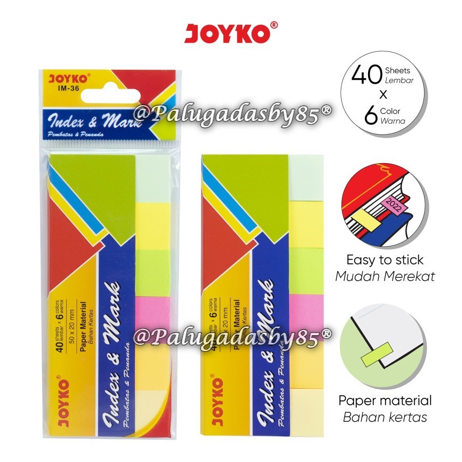 Jual (1 Set) GROSIR Pembatas Memo JOYKO IM-36 Kertas Kotak 6 Warna ...
