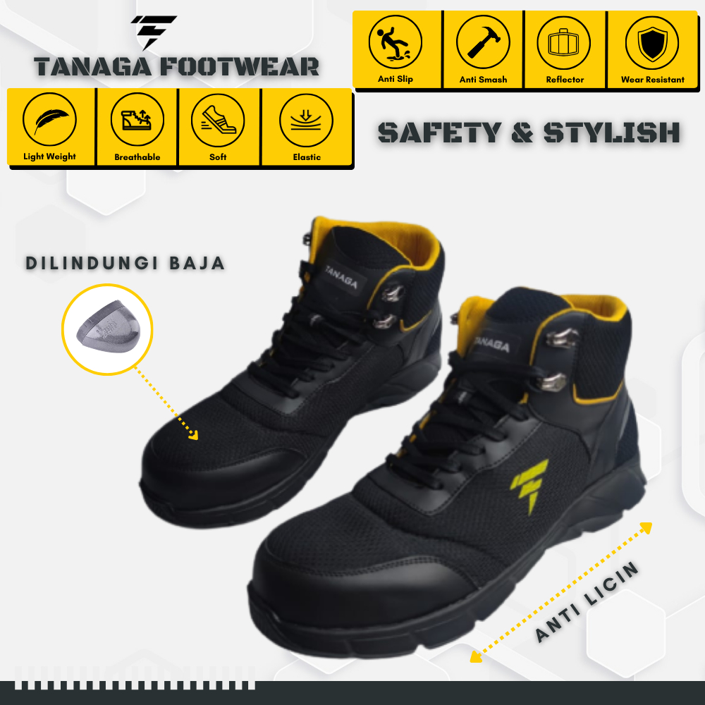 Jual Sepatu Safety Boots Pria Sporty Casual Scoria High Steel Toe Cap ...