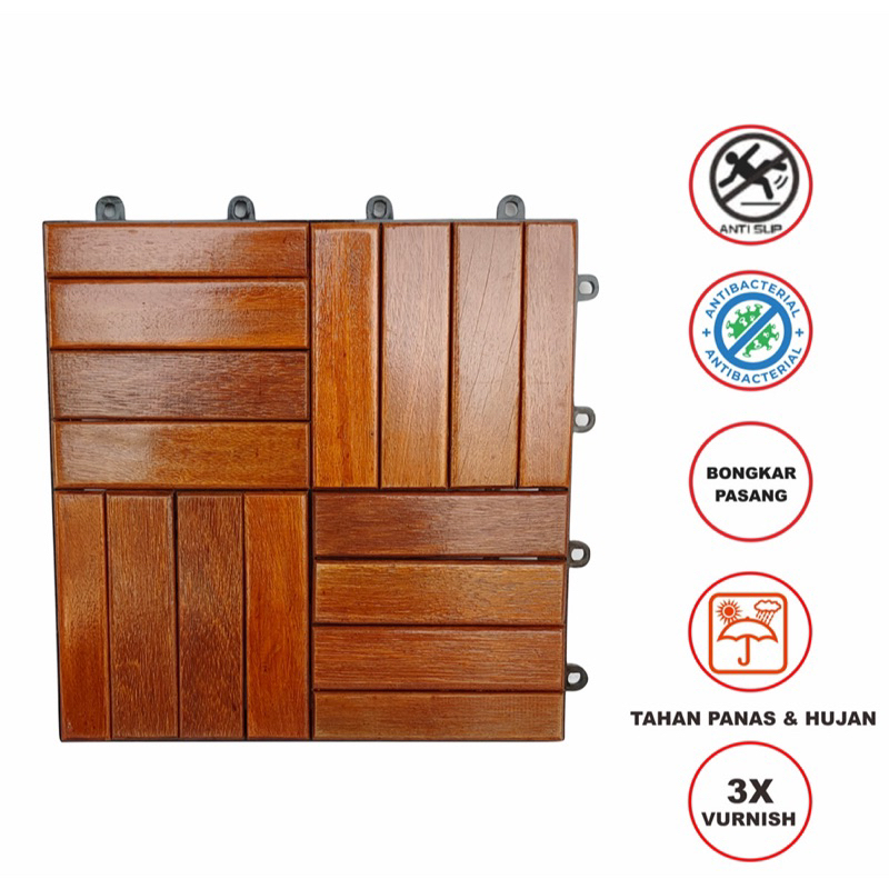 Jual decking tile lantai kayu bongkar pasang 30x30 cm | Shopee Indonesia