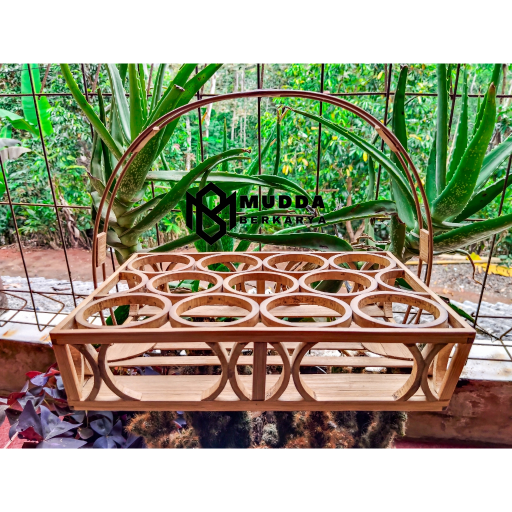 Jual Tempat Air Aqua Gelas Bambu Krat Gelas Bambu Rinjing Gelas Kaca ...