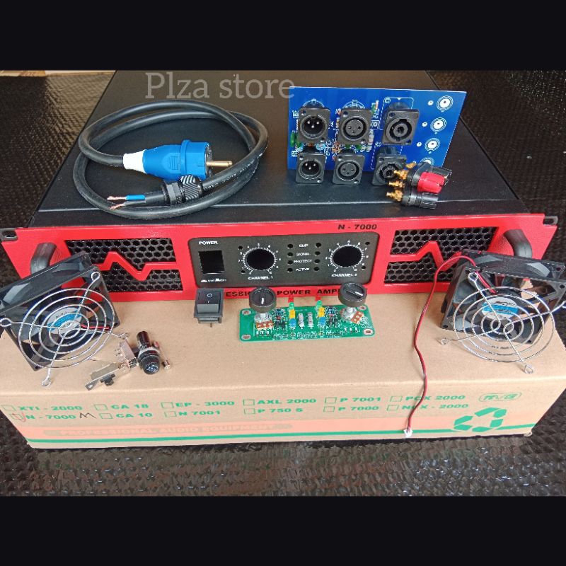 Jual Bok power amplifier N7000 Merah lengkap aksesoris box N7000 ukuran 2U komplit aksesoris Bok ...