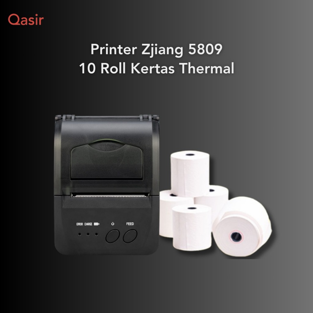 Jual Printer Bluetooth Kasir + 10 Roll Paper Thermal Besar / ZJ 5809 | Shopee Indonesia