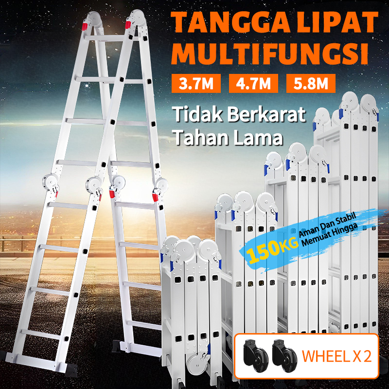 Jual Tangga Lipat 5.8 Meter Paduan Aluminium Teleskopik Tangga ...