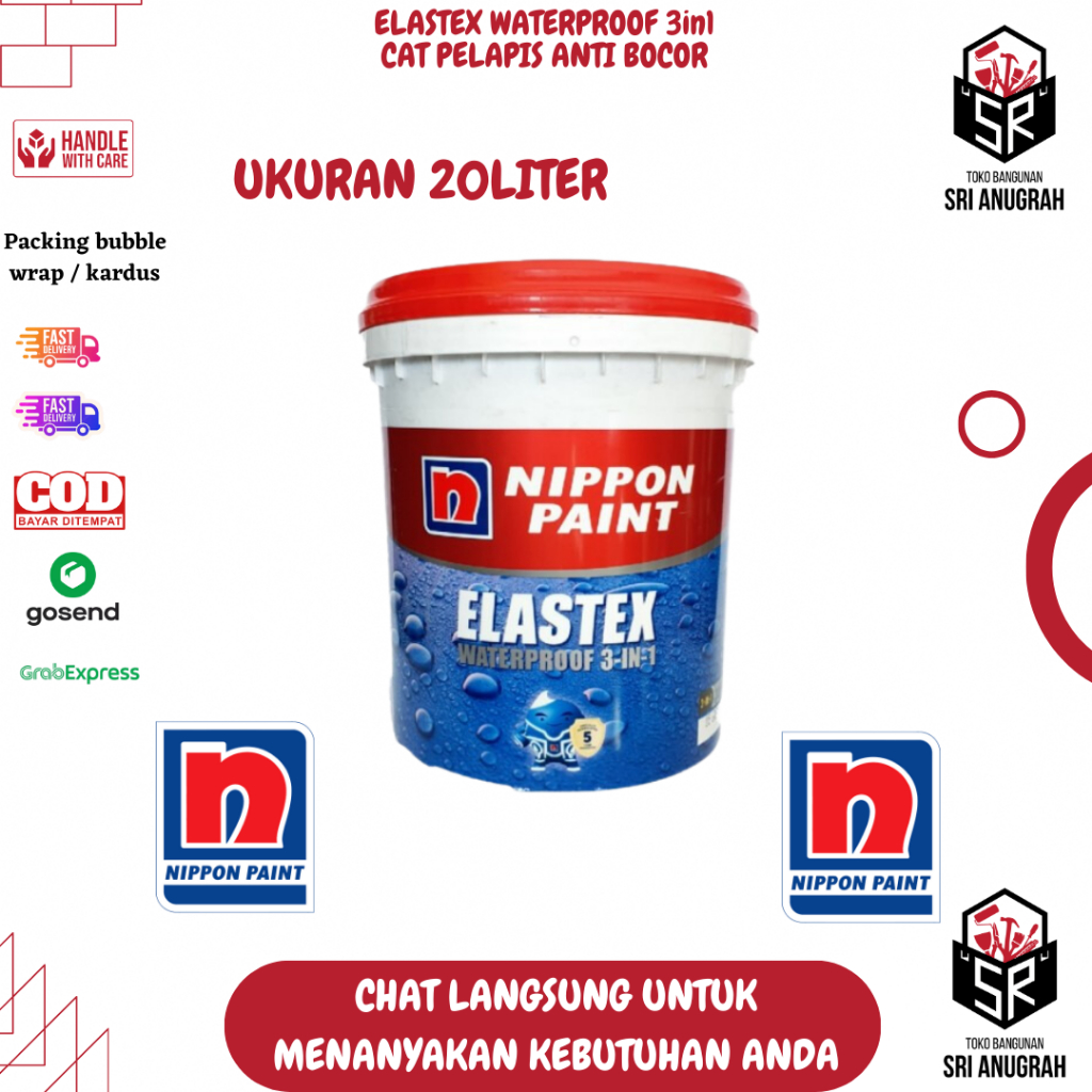 Jual Nippon Paint Elastex Waterproof 3in1 Cat Pelapis Anti Bocor 25kg | Shopee Indonesia
