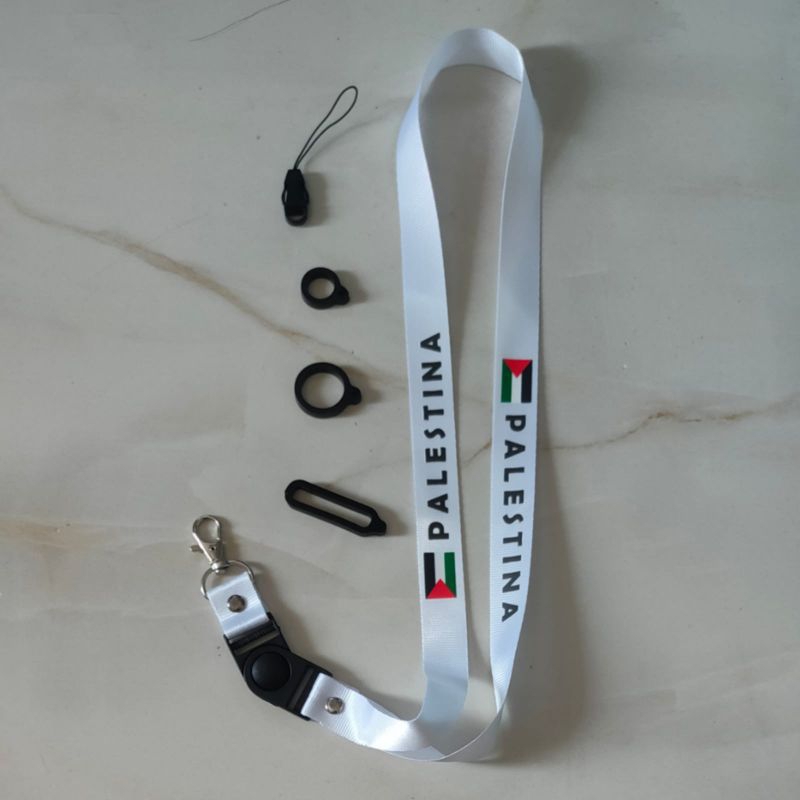 Jual TALI LANYARD PALESTINA Premium lanyard PUTIH FREE PALESTINE ...