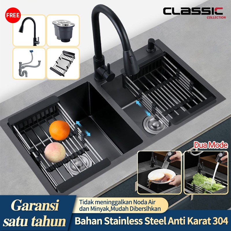 Jual Set Lengkap Kitchen Sink Black / Wastafel Bahan Stainless Steel ...