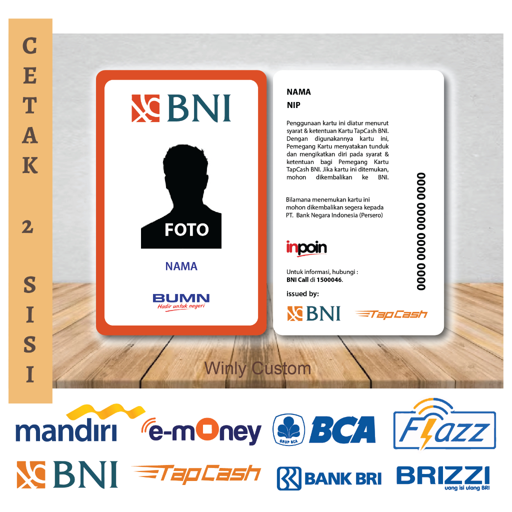Jual KARTU E MONEY ID CARD BANK BNI LIST ORANGE E TOLL KARTU PEGAWAI ...