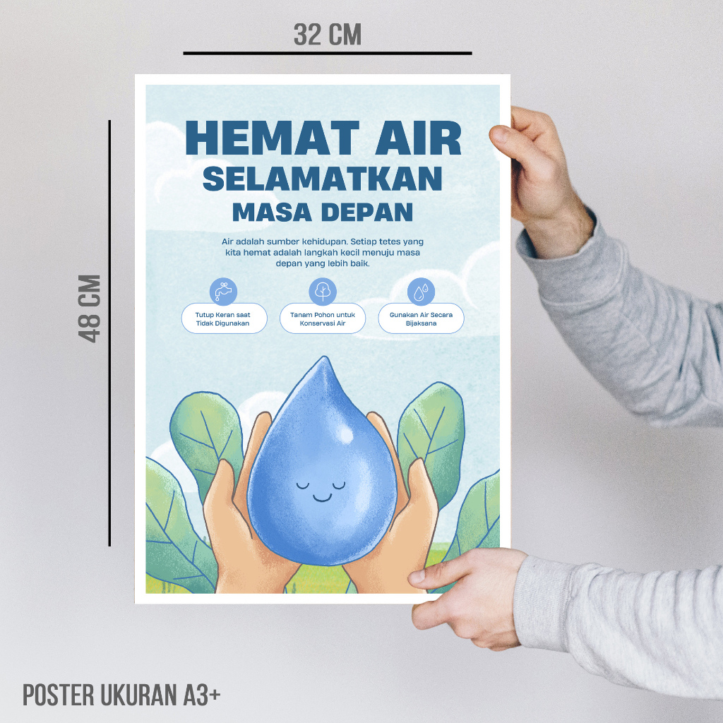 Jual Poster Edukasi Hemat air selamatkan masa depan Ukuran A3plus ...