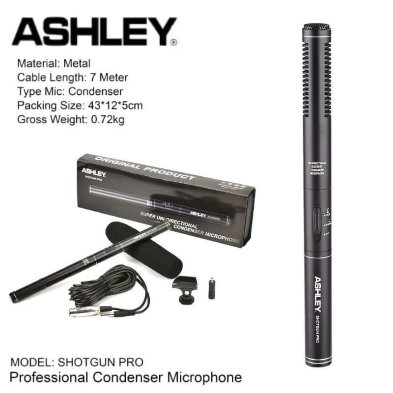 Jual Mic Kabel Condenser Ashley Shotgun Pro Original CONDENSOR ...