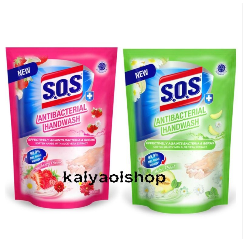 Jual SOS Hand Soap Refill Antibakterial Melon Floral 300 ml | Shopee ...