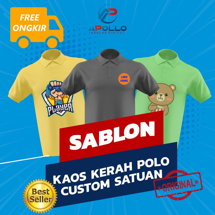 Jual KAOS KERAH CUSTOM POLO SABLON PENDEK SATUAN GAMBAR TULISAN LOGO ...