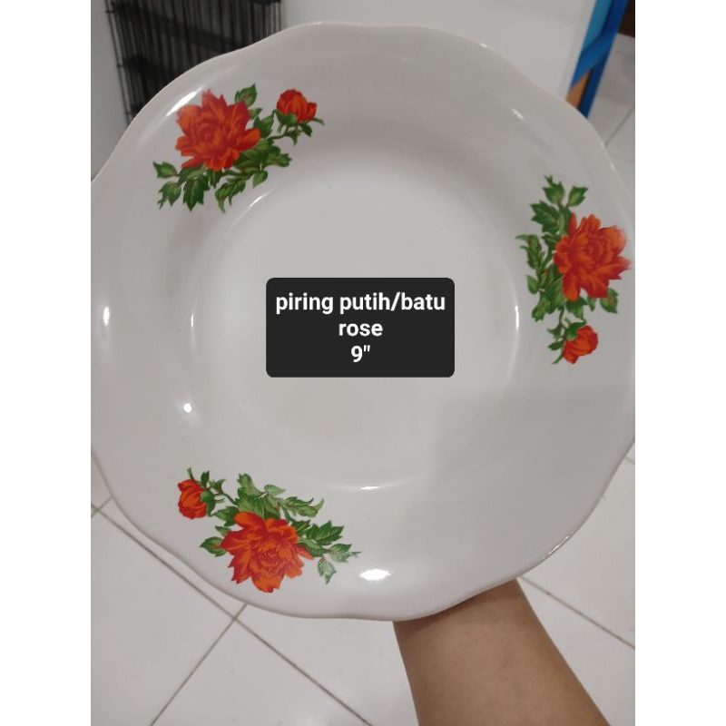 Jual piring putih/piring bunga rose/piring batu/piring makan | Shopee ...