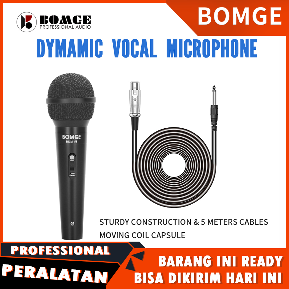 Jual BOMGE Dynamic Karaoke Metal Cardioid Microphone, Wired Vocal ...
